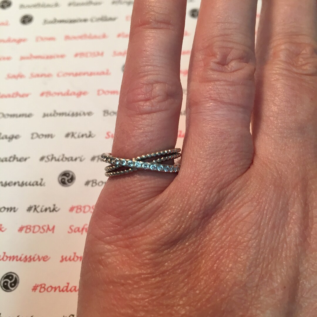 Vintage Original 925 Sterling & Cubic Zirconia Criss Cross Finger Ring ...