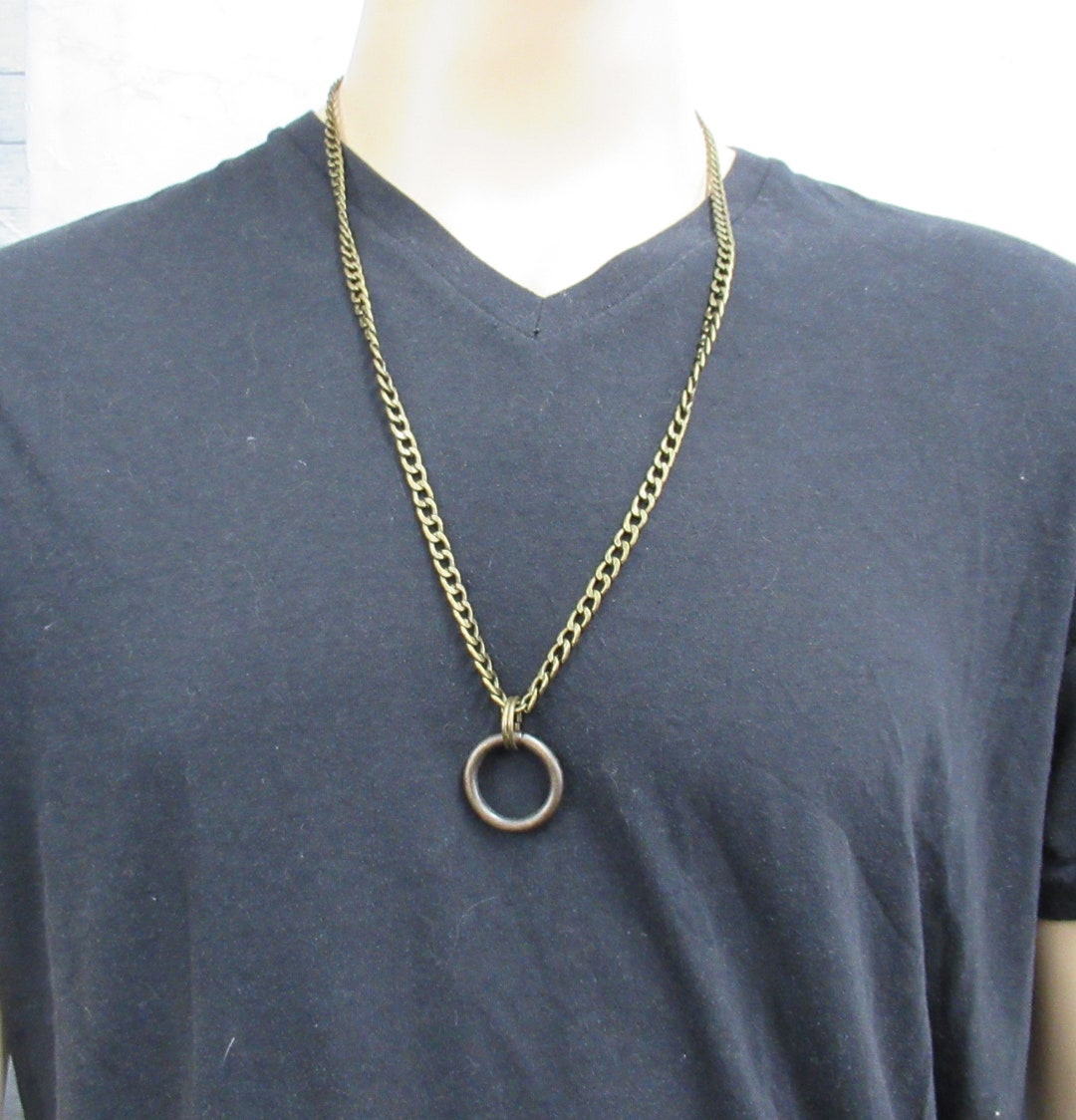 Original 30 Brass Antiqued Bronze O Ring With 5mm Wide Cuban Link Chain ...