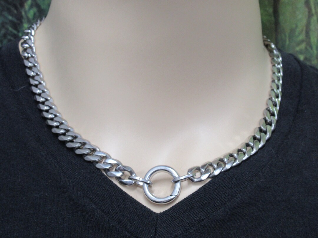 Mens Thick Cuban Solid Stainless Steel Chain Necklace Public Day Collar ...