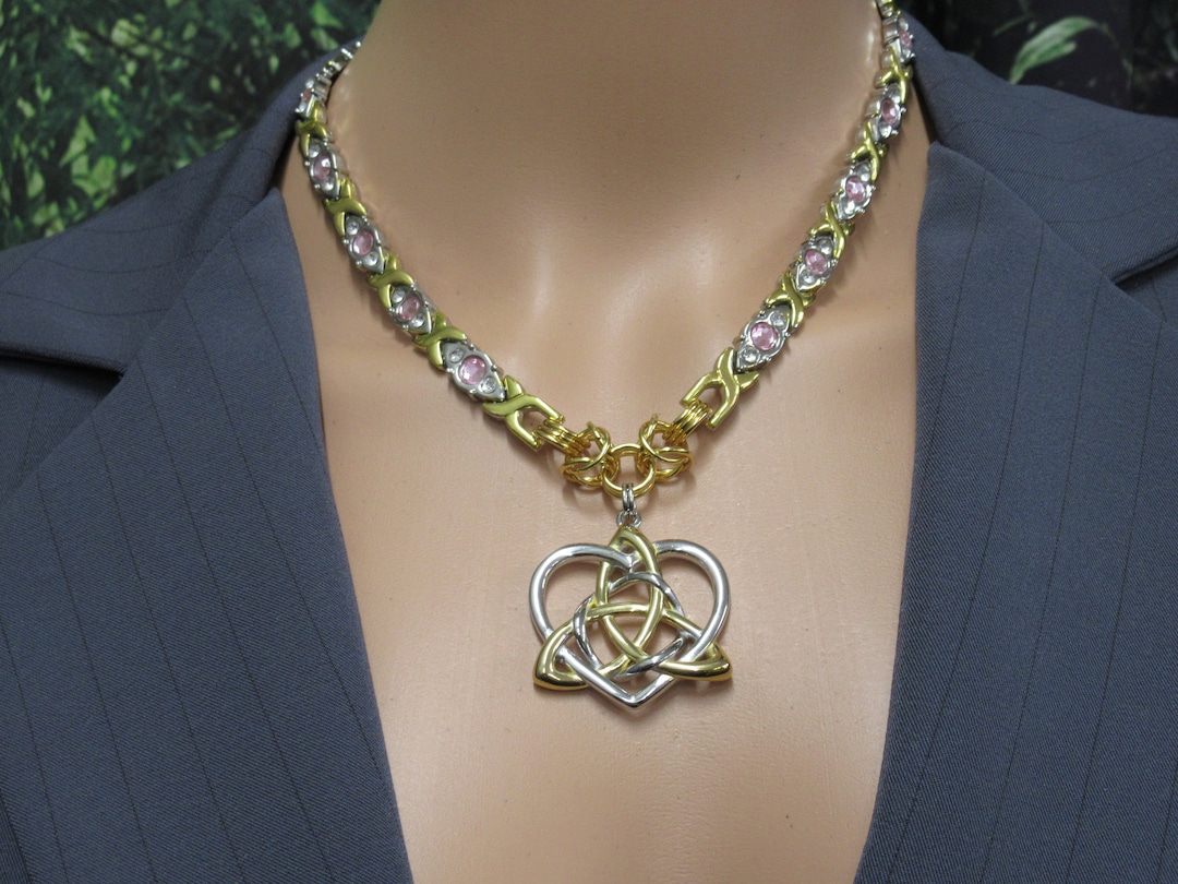 Original Two Tone Gold Chain Mail Steel Celtic Infinity Heart Chunky ...