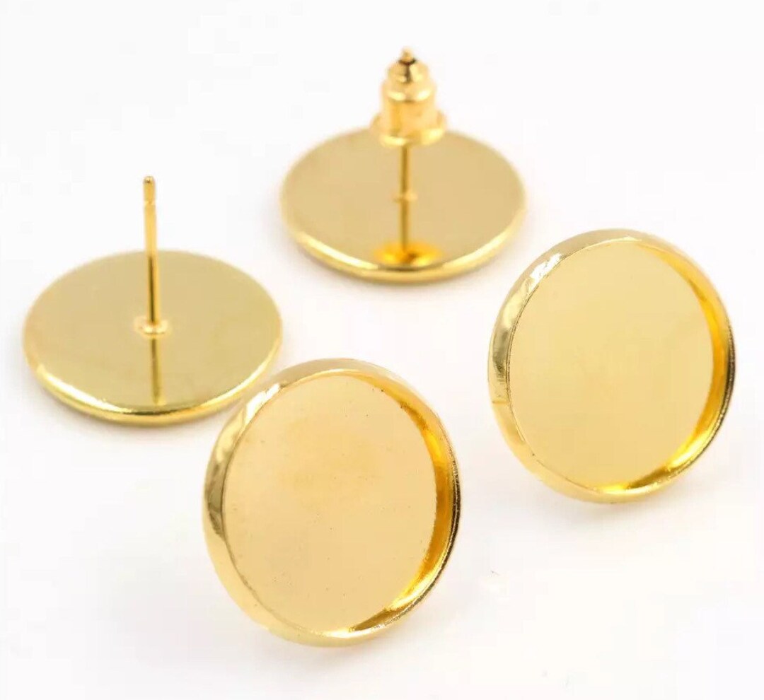 16mm Gold Cabochon Earring Post Setting - Etsy
