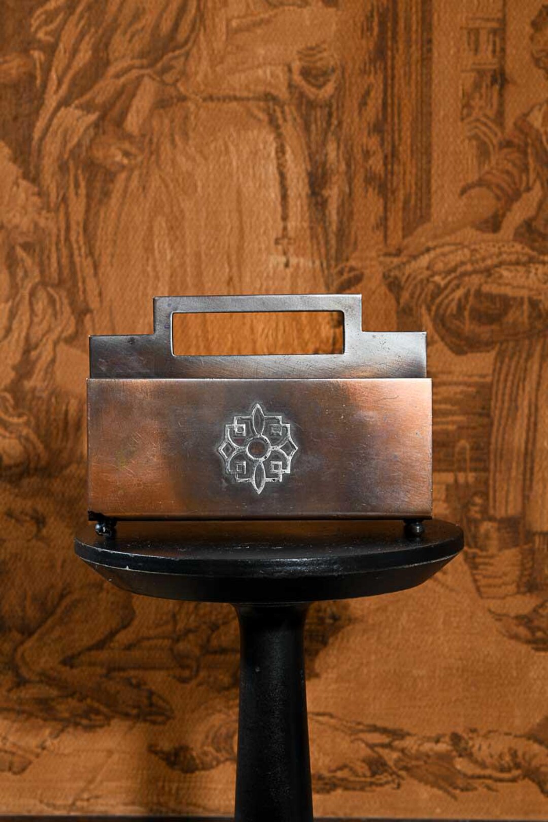 Heintz Sterling Silver on Bronze Desk Letter Holder Bill Rack Vintage ...