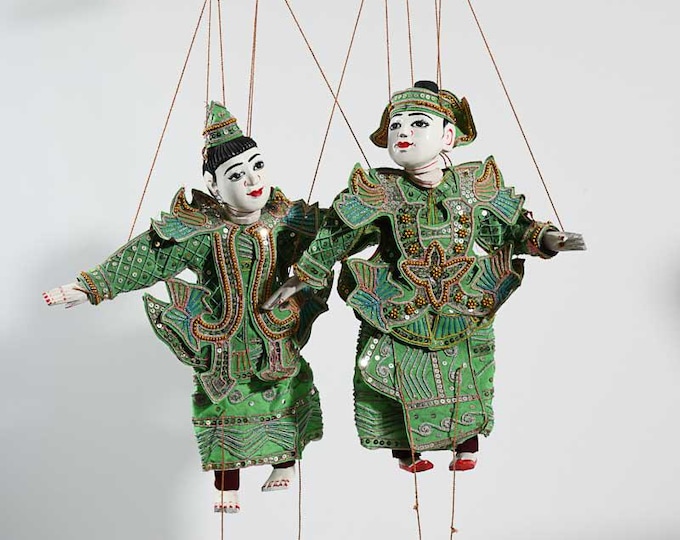 RARE Fabulous Pair of Myanmar Puppets Vintage Indonesian Thai Burmese ...