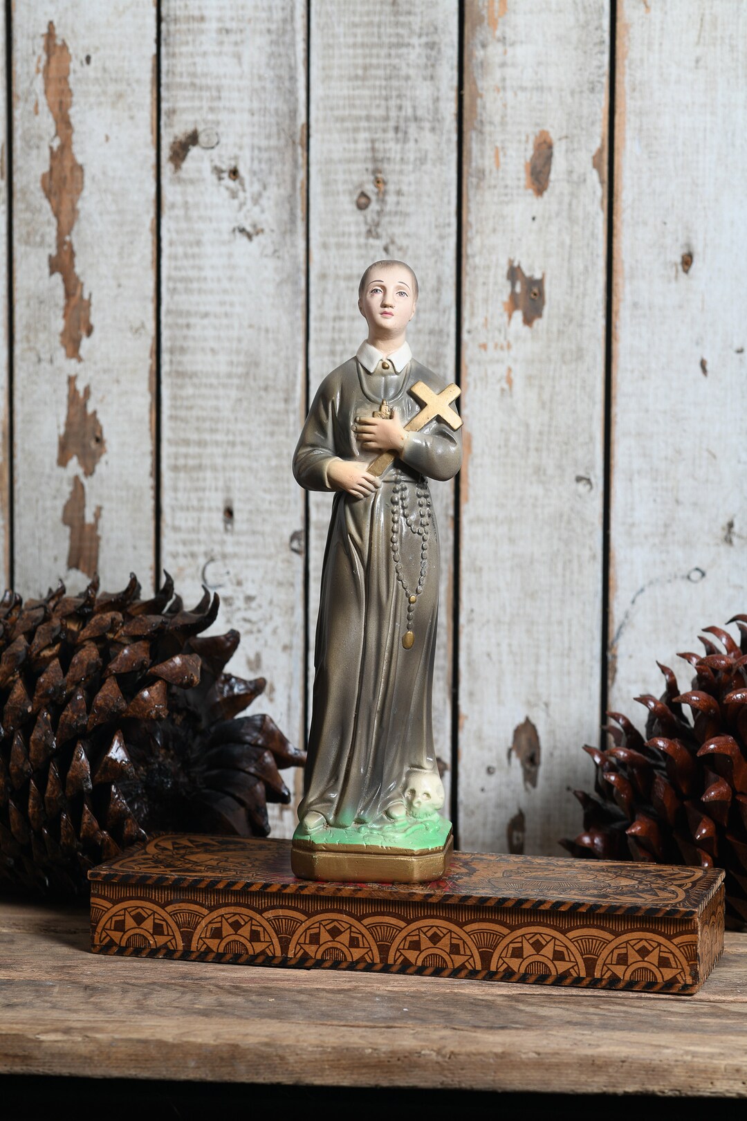 St. Gerard Majella Statue, LARGE Vintage Chalkware 12 Inch Catholic ...