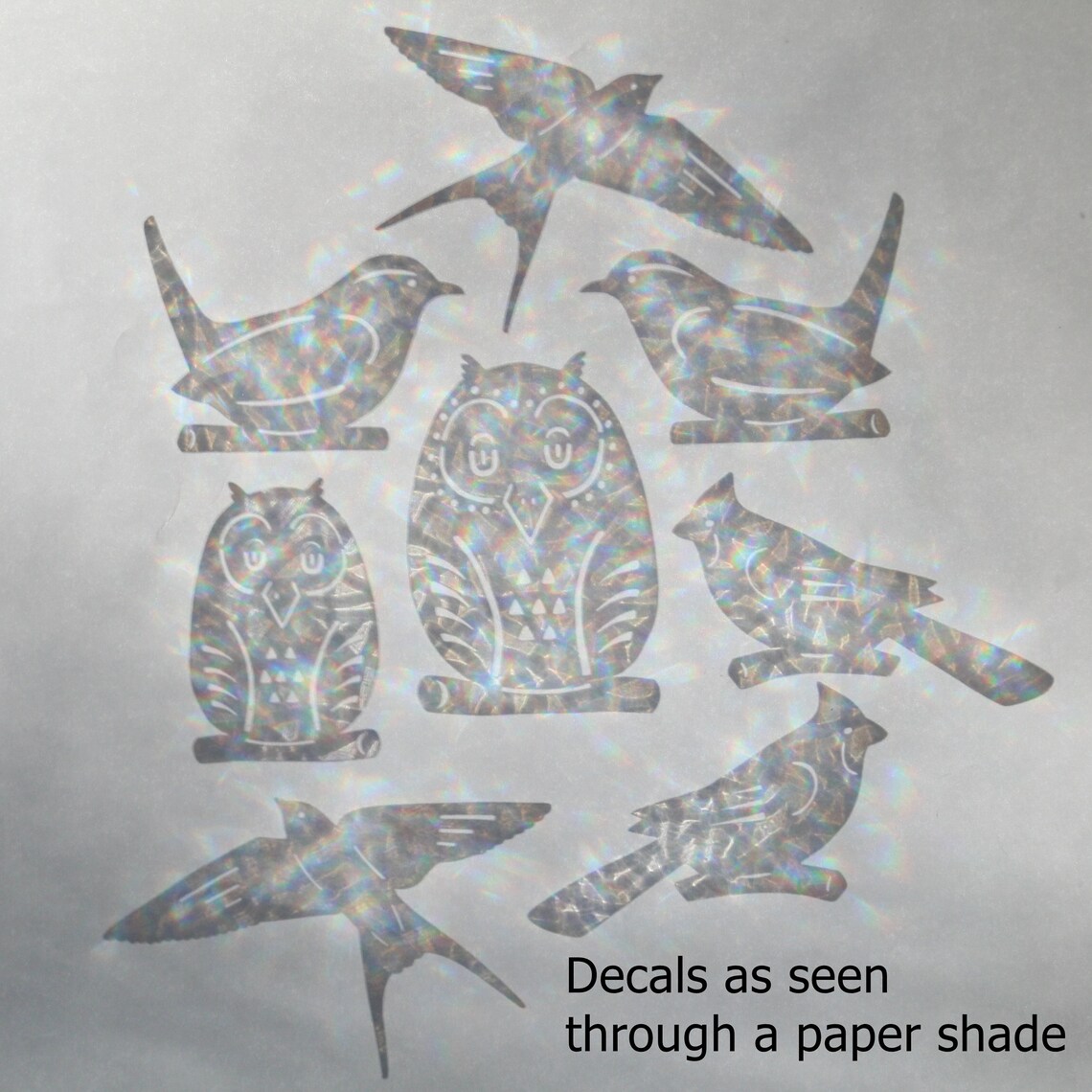 Birds Rainbow Prism Window Decals Set of 8 Prevent Bird | Etsy