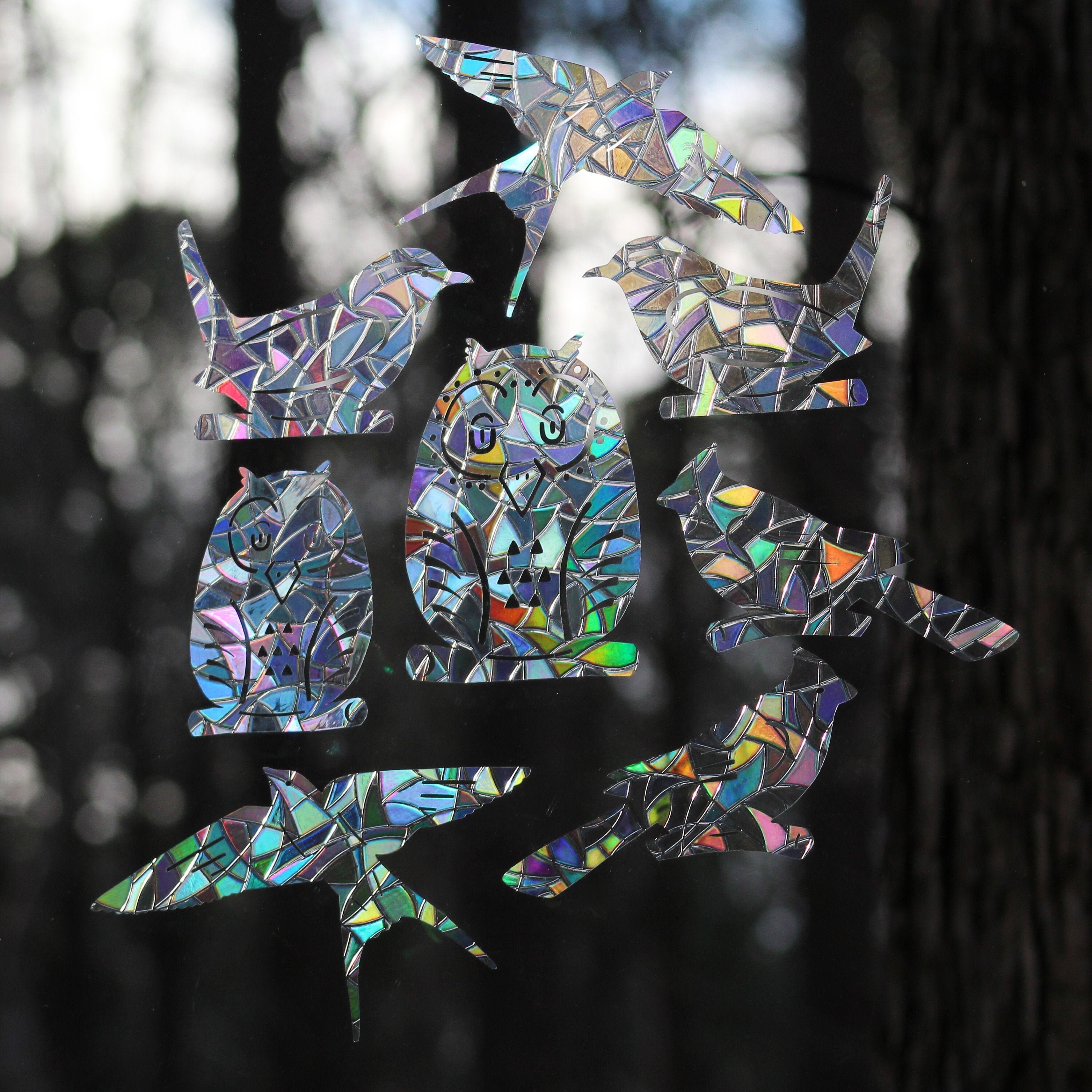 Birds Rainbow Prism Window Decals Set of 8 Prevent Bird | Etsy