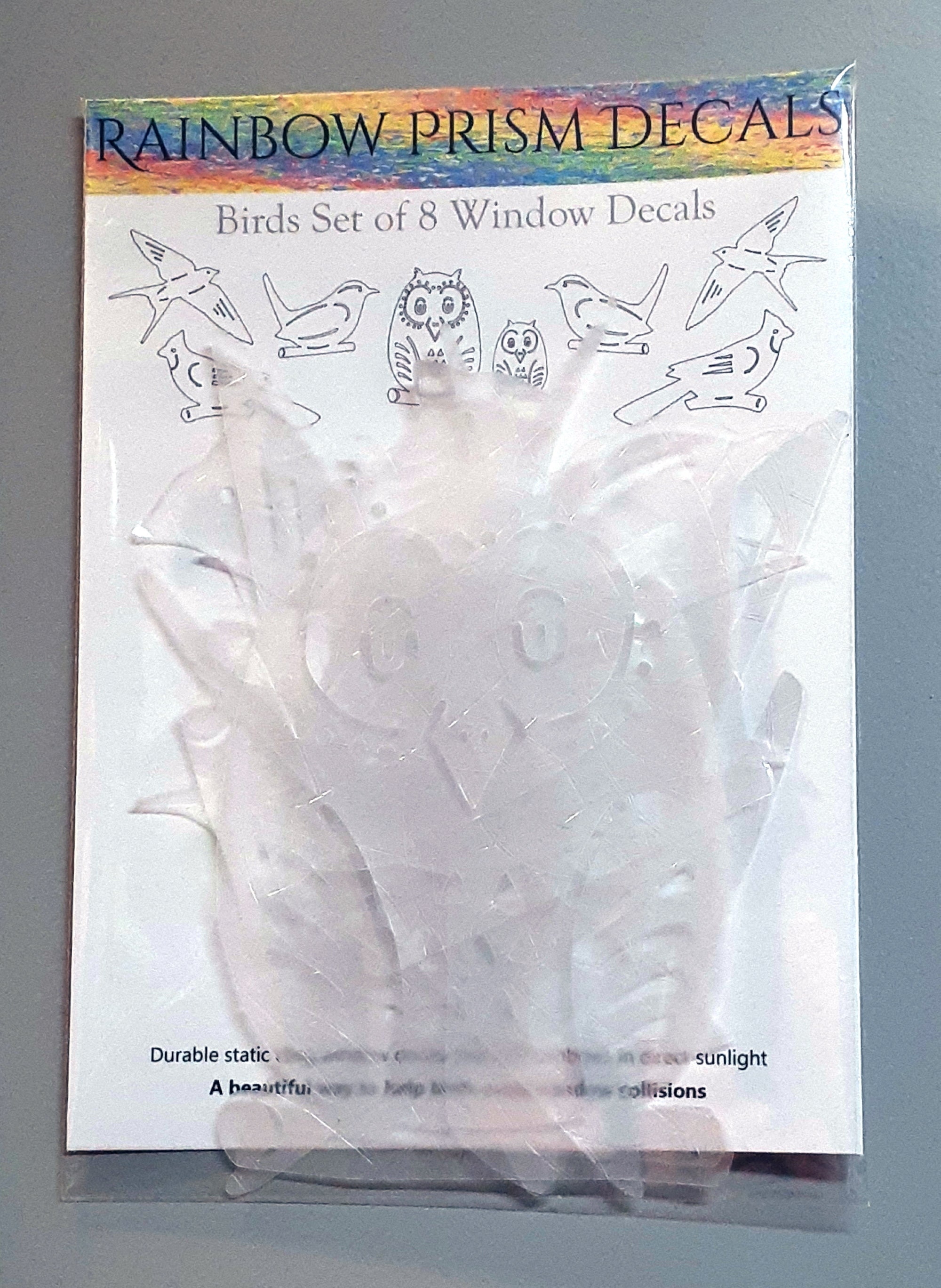 Birds Rainbow Prism Window Decals Set of 8 Prevent Bird | Etsy
