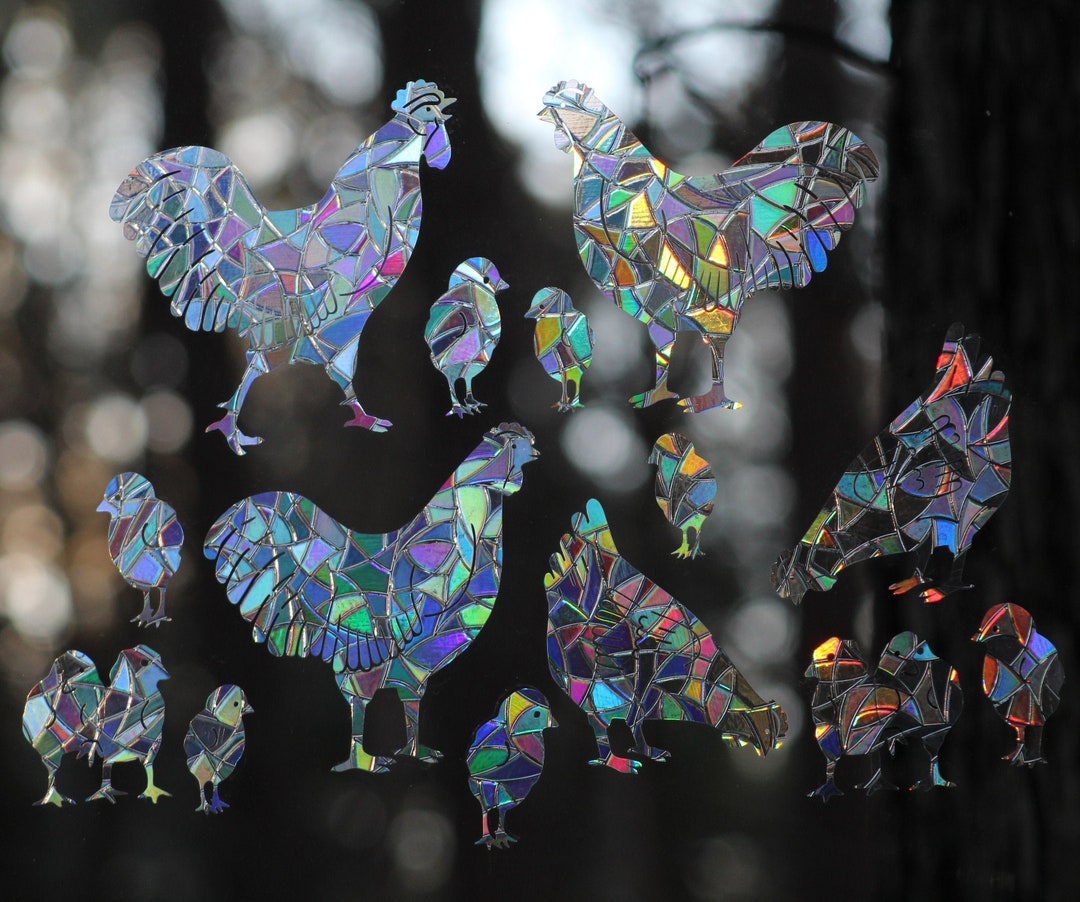 Chickens Rainbow Making Window Decals - Bird Strike Prevention ...