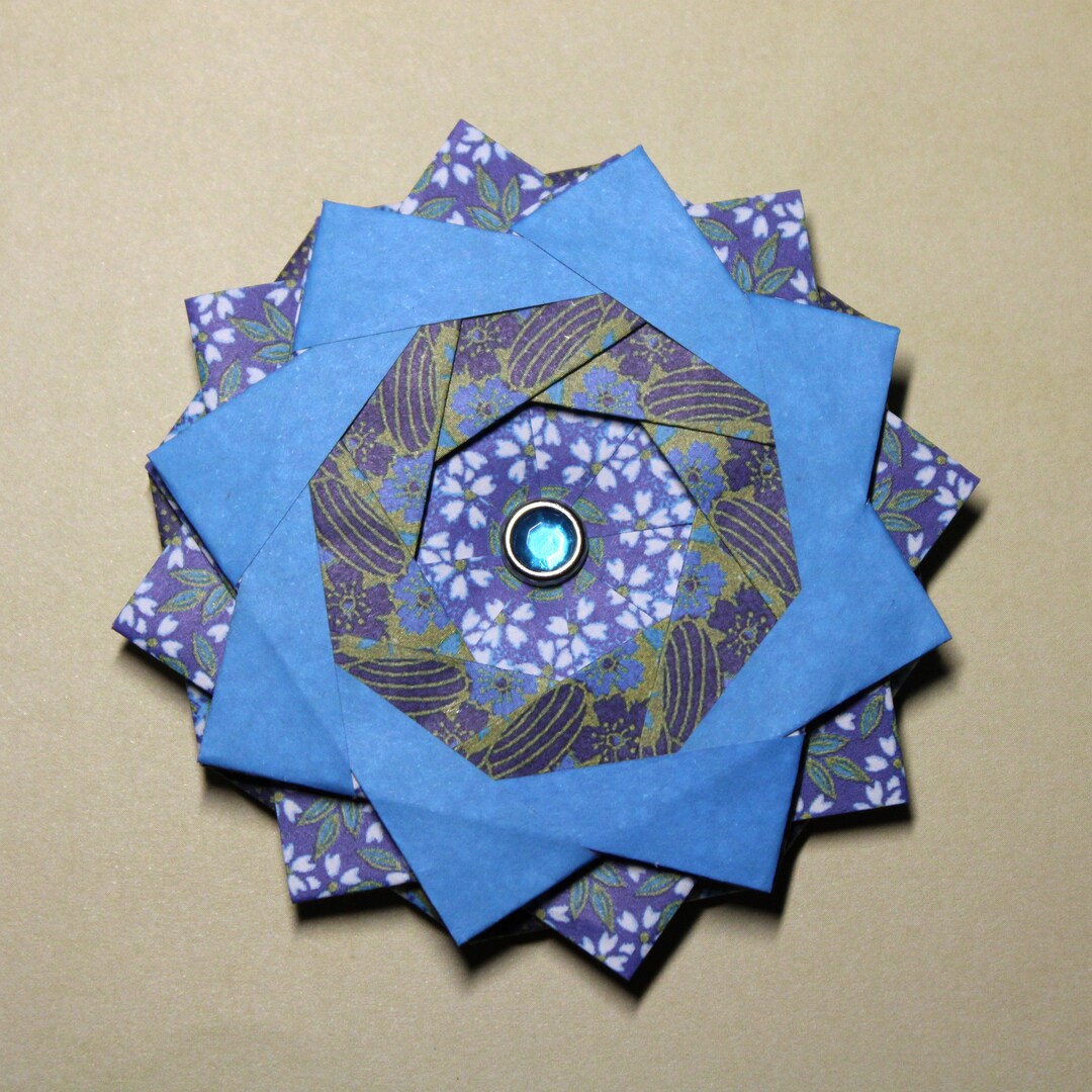 Turquoise, Green and Blue Origami Rosette Magnet - Etsy