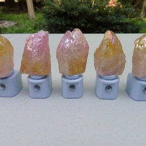 Orange Aura Rose Quartz Crystal LED Gemstone Night Light With Light ...
