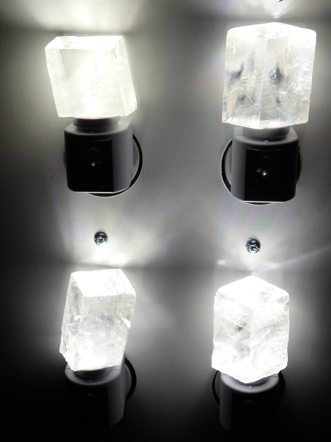 Iceland Spar Calcite Crystal LED Gemstone Night Light With Light Sensor ...