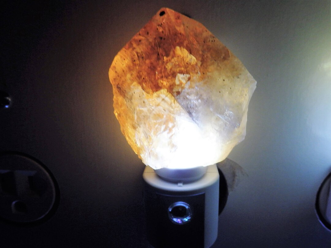 Citrine Crystal LED Gemstone Night Light With Light Sensor -- Geodes ...
