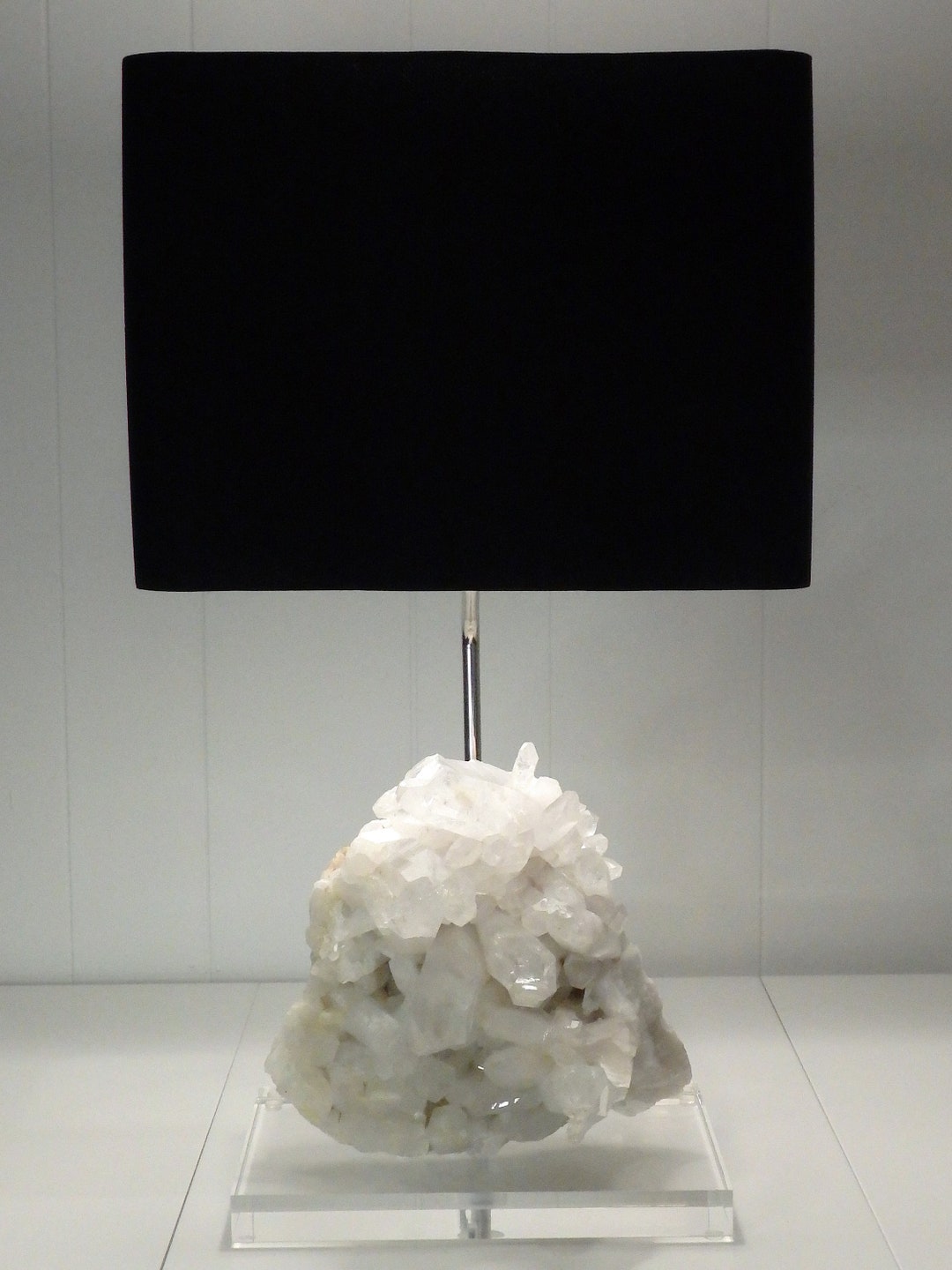 White Quartz Crystal Designer Lamp "paula" -- Mineral Specimen Lamp ...