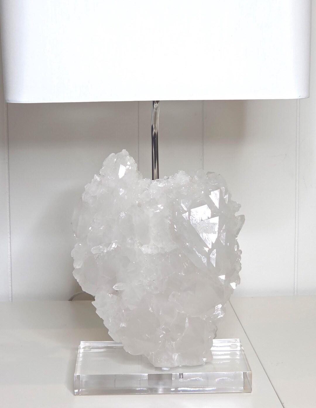 White Quartz Crystal Designer Lamp "briana" -- Mineral Specimen Lamp ...