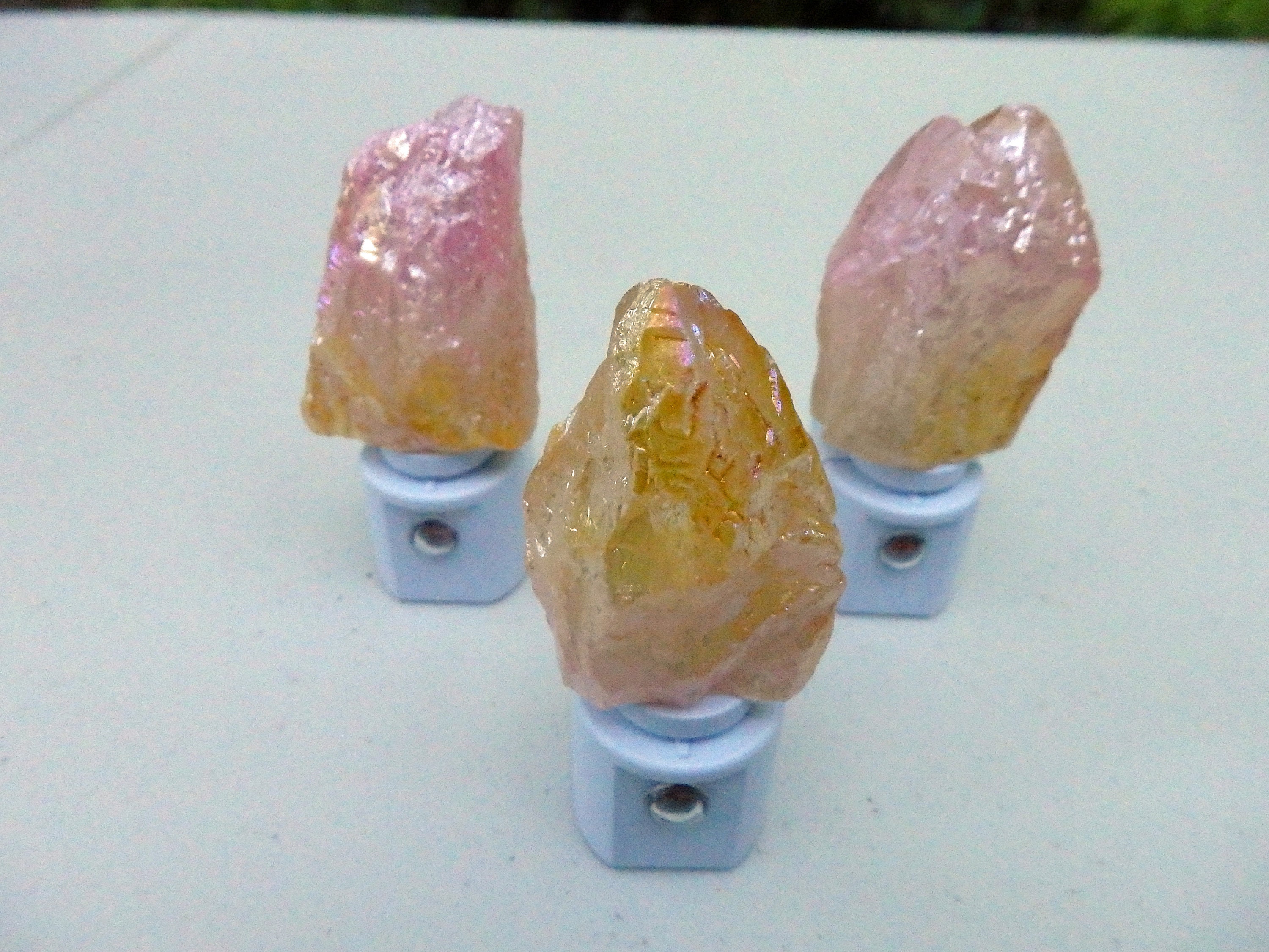 Orange Aura Rose Quartz Crystal LED Gemstone Night Light With Light ...