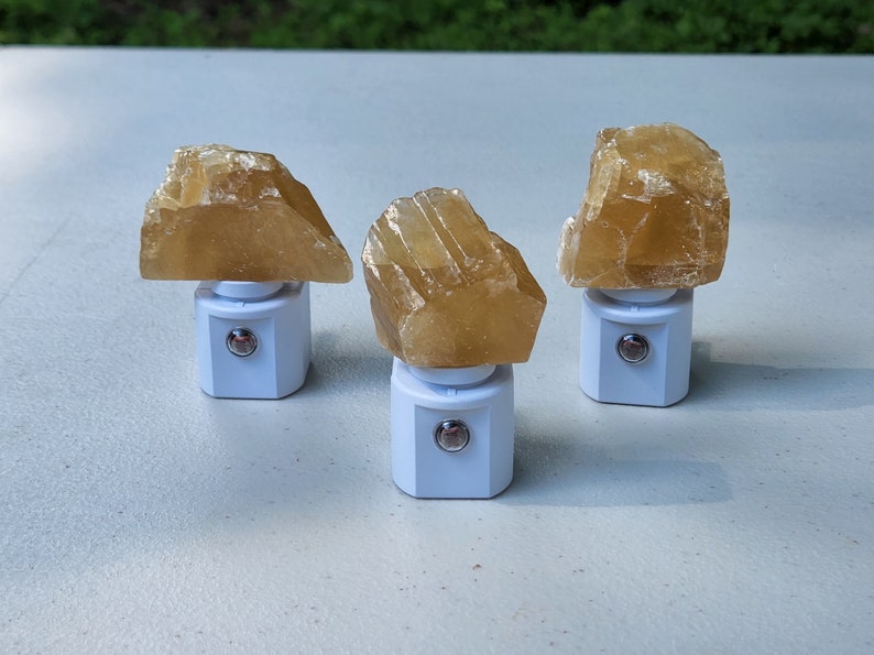 Amber Calcite Crystal LED Night Light "rough" With Light Sensor - Sold ...