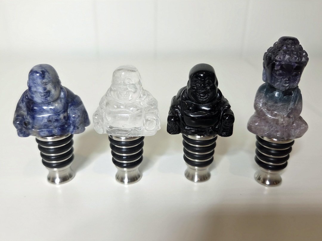 Gemstone Buddha Wine Stoppers in Choice of Lapis, Fluorite, White ...