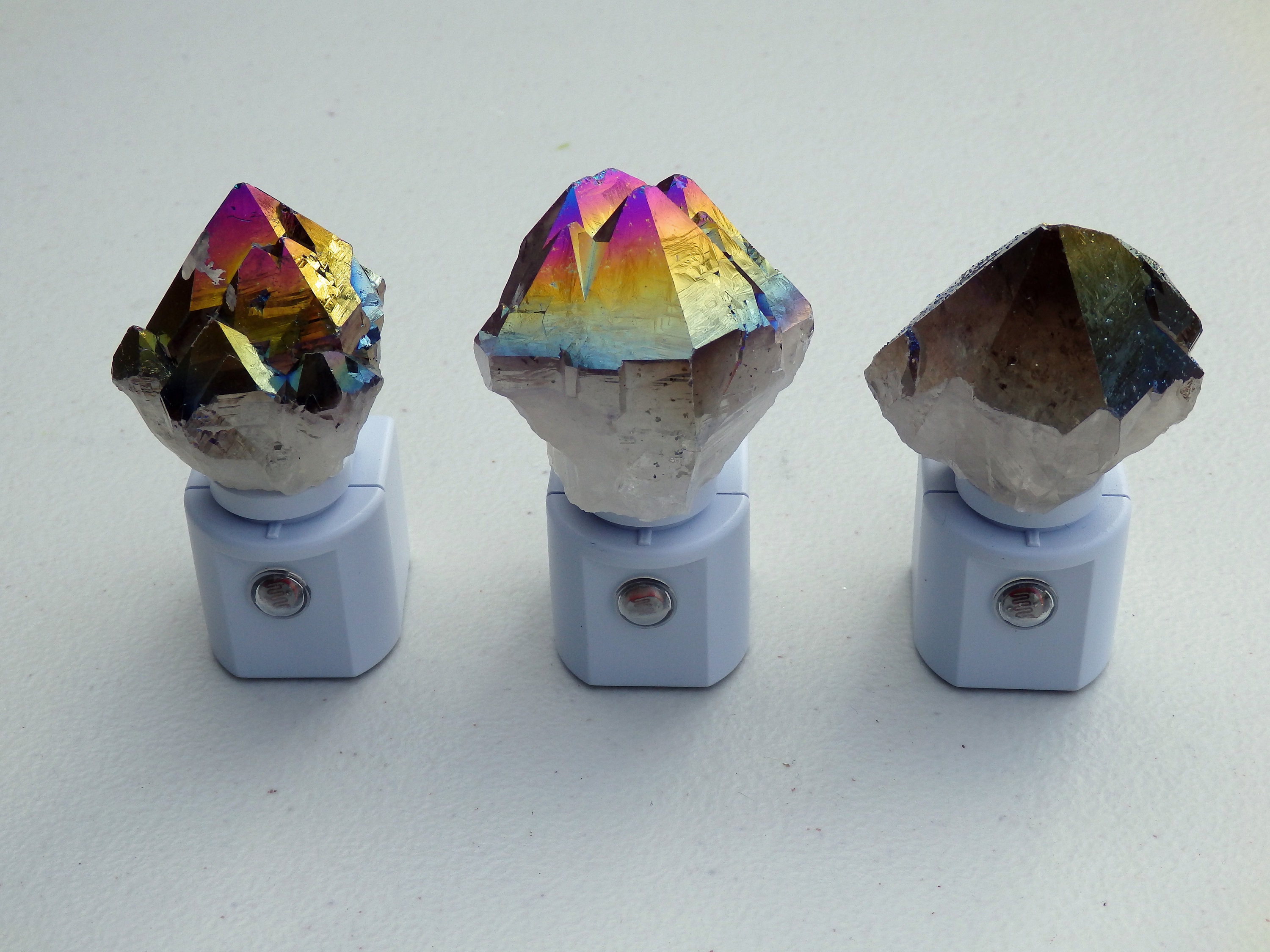 Titanium Quartz Rainbow Aura Crystal LED Gemstone Sensor Night | Etsy