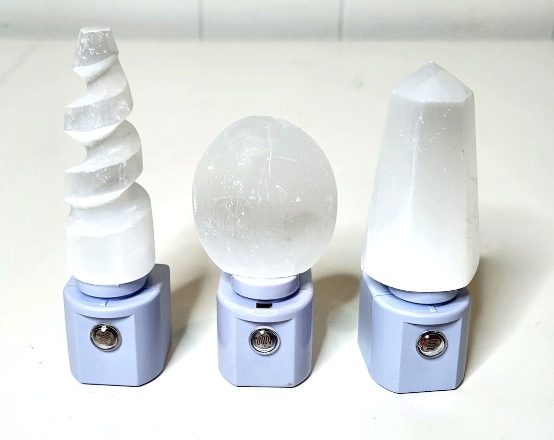 Natural Selenite Crystal LED Light Sensor Night Light in 3 Shapes ...