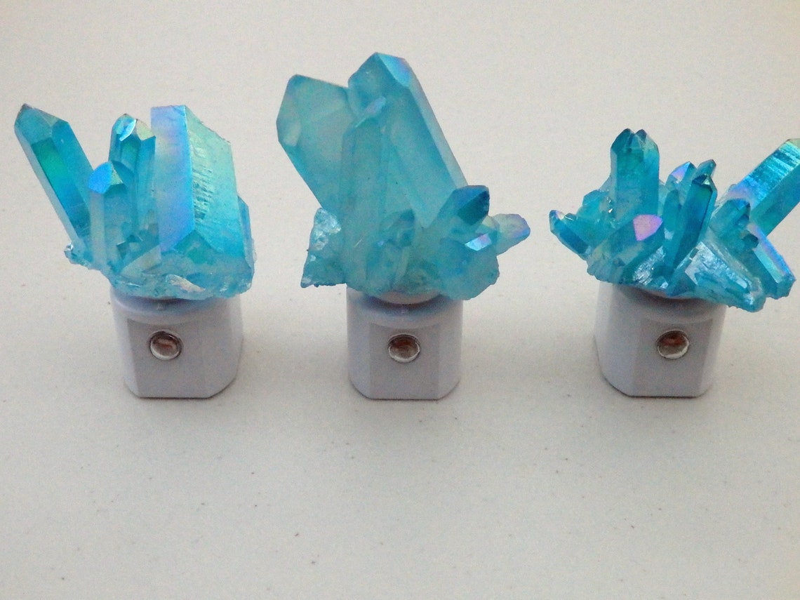 Aqua Aura Quartz Crystal LED Gemstone Sensor Night Light - Etsy