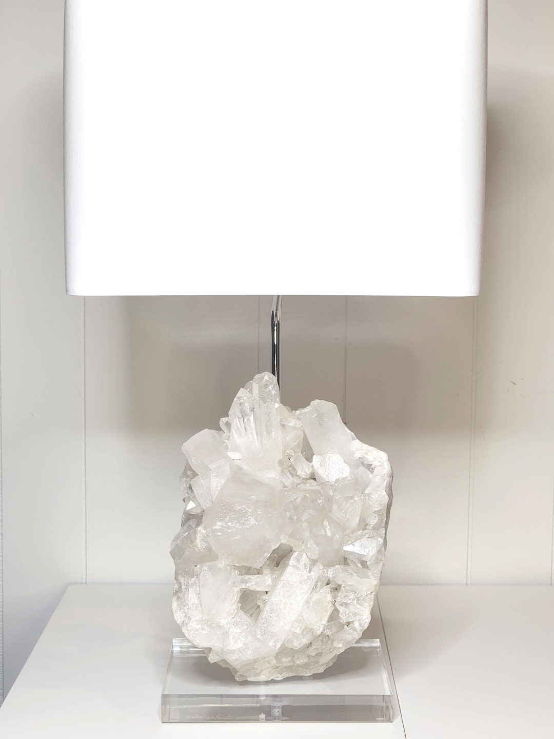 White Quartz Crystal Designer Lamp "isabella" -- Mineral Specimen Lamp ...