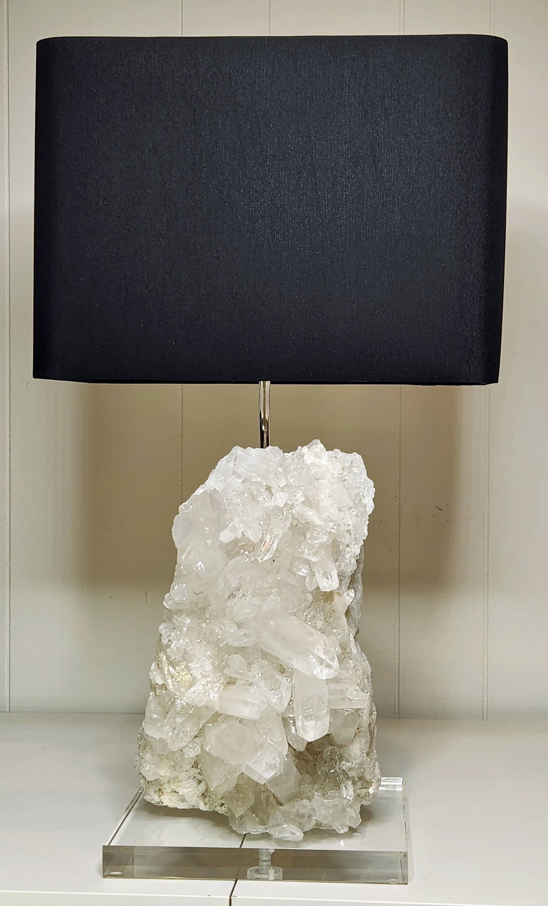 White Quartz Crystal Designer Lamp norma Mineral Specimen Lamp//rock ...