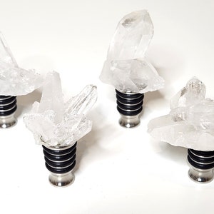 White Quartz Crystal Wine Stoppers - Choice of Points or Clusters ...