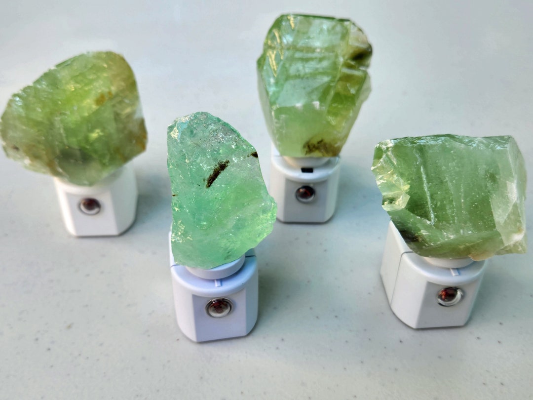 Green Calcite Crystal Night Light rough Sold Individually LED Sensor ...