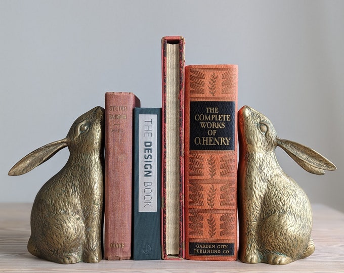 Vintage Brass Rabbit Bookends | Brass Bookends | Library Accessories ...