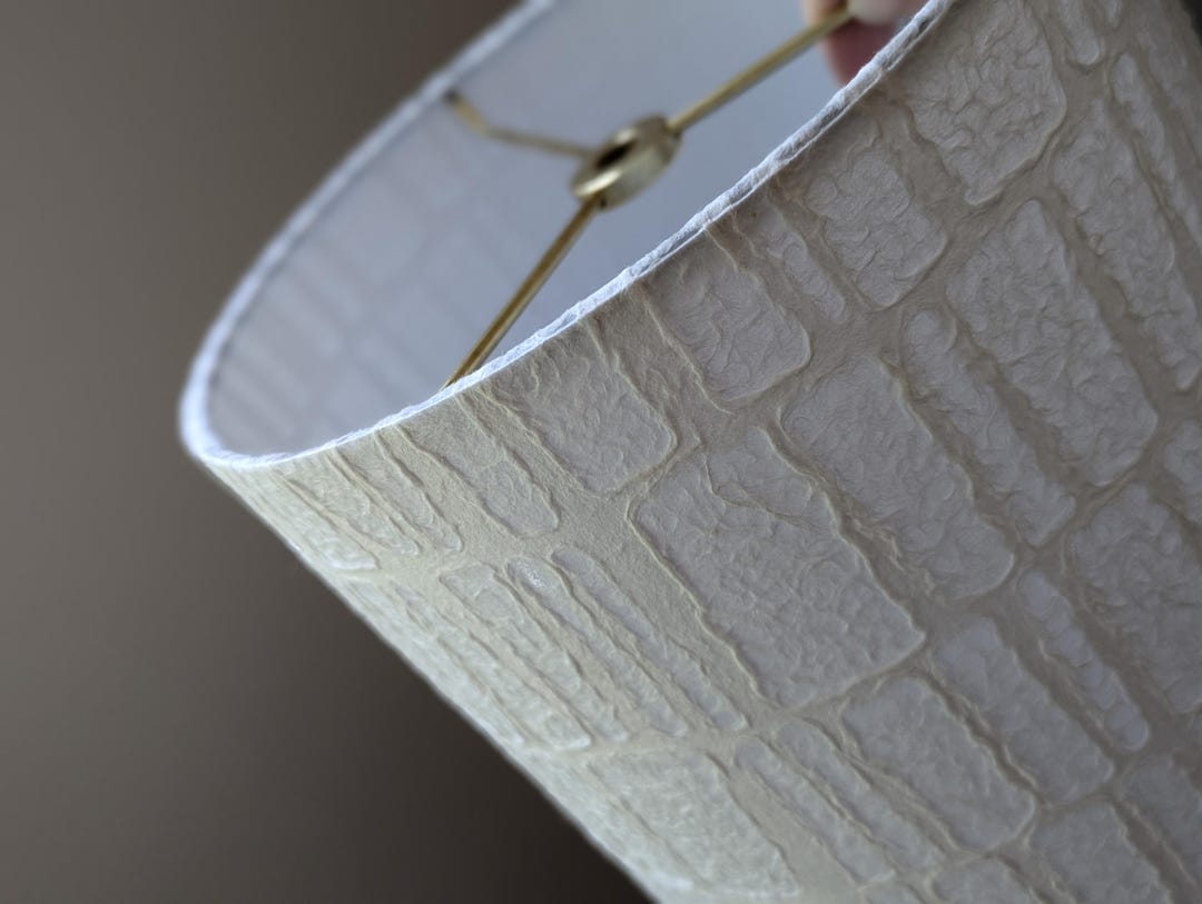 Modern Paper Lamp Shade of Trapezoid Textured Paper in White | Washi ...