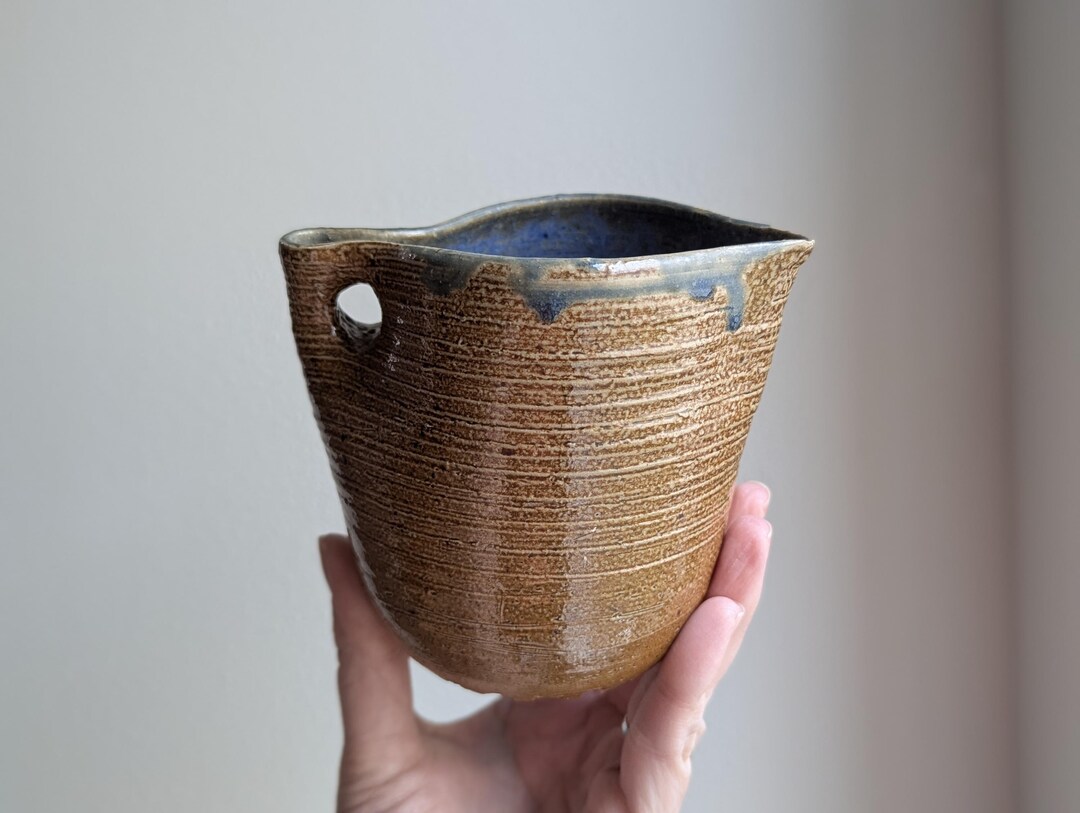 Vintage Ceramic Small Pitcher in Brown and Blue | Vintage Vessel ...