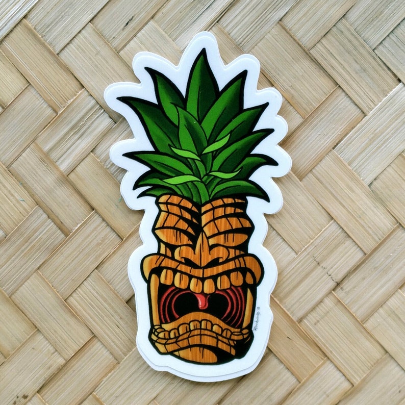 Pineapple Tiki Sticker, Polynesian Sticker, Pineapple Sticker, Hawaii ...