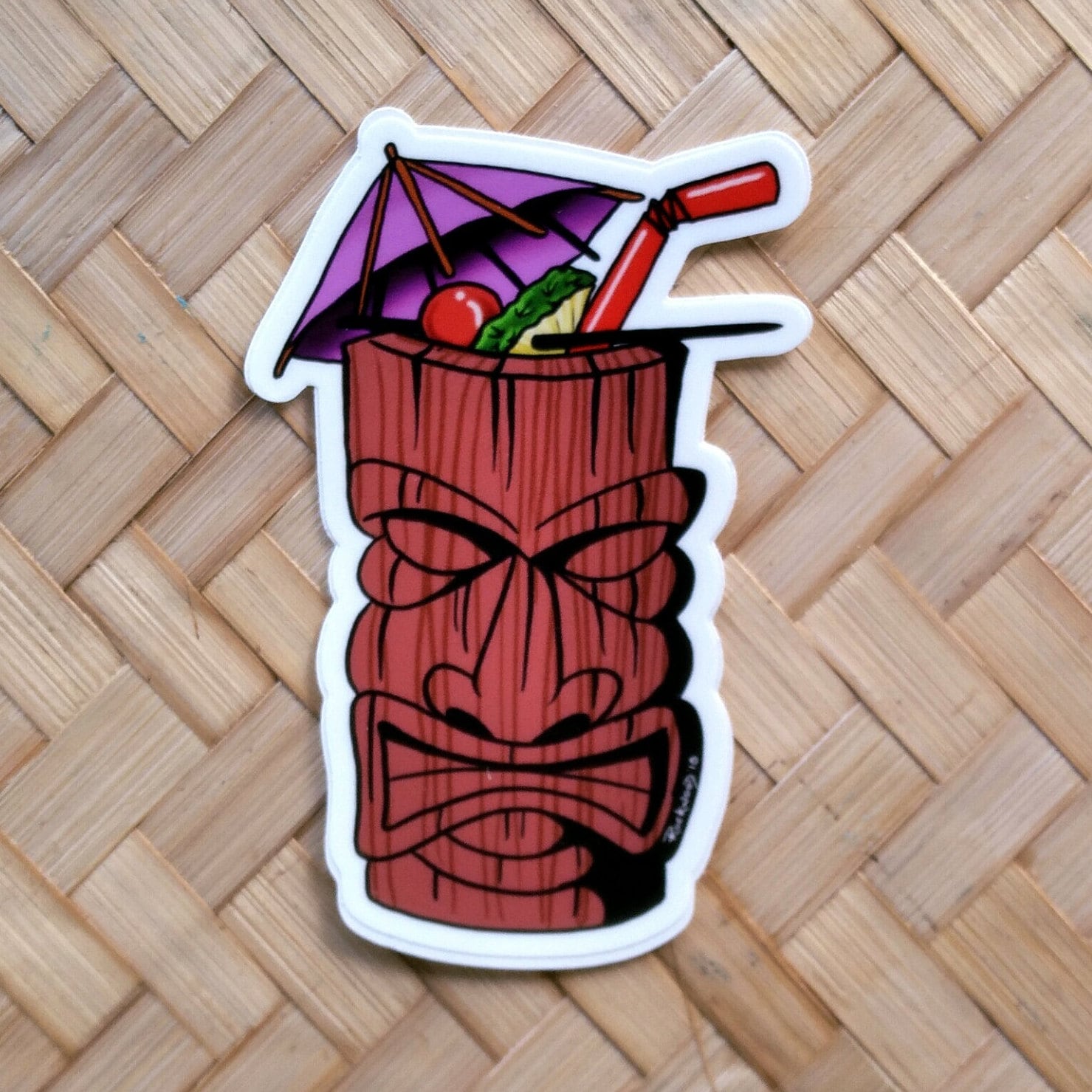 Mai Tai Manny Sticker, Tiki Mug Sticker, Tiki Mug, Hawaii Sticker, Mai ...