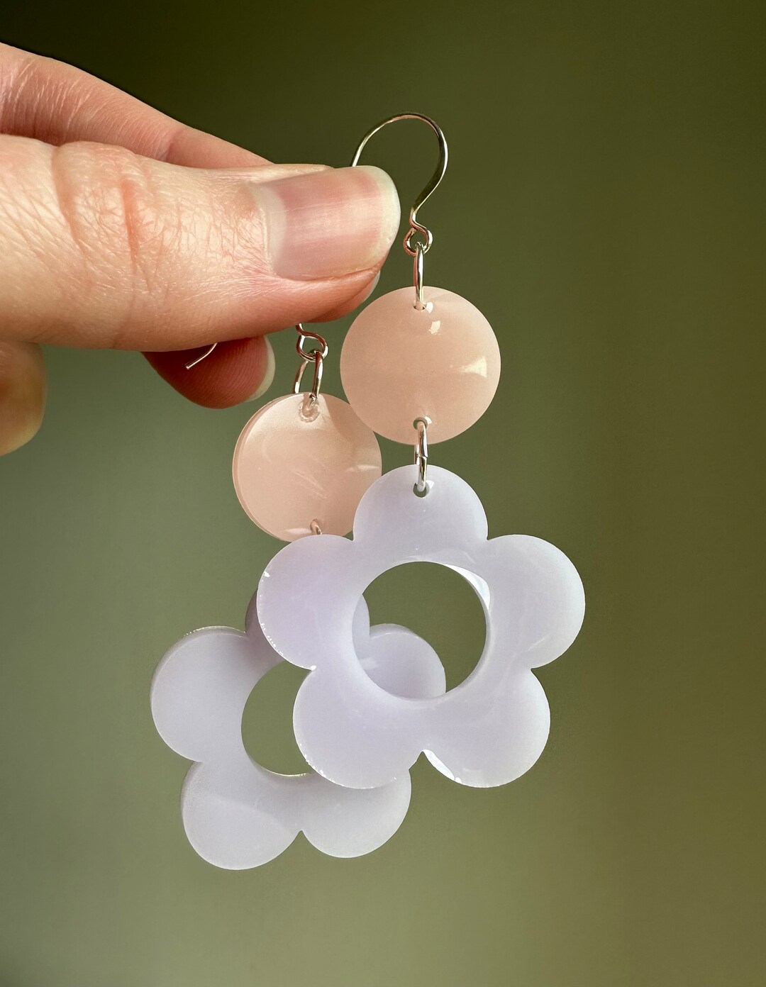 Mod Flower Power Resin Earrings - Lavender & Coral - Etsy