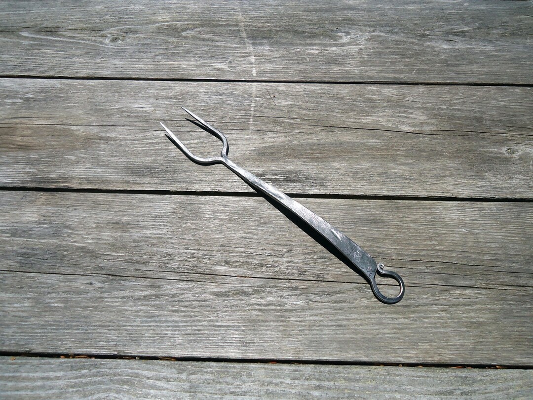 Large Forged Steak Fork, Metal Grill Tools, Wrought Iron Grill Set ...