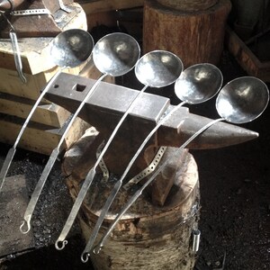 Hand Forged Egg Spoon, Wrought Iron Kitchen Ladle, Colonial Iron ...