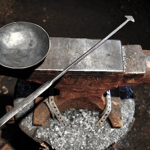 Hand Forged Egg Spoon, Wrought Iron Kitchen Ladle, Colonial Iron ...