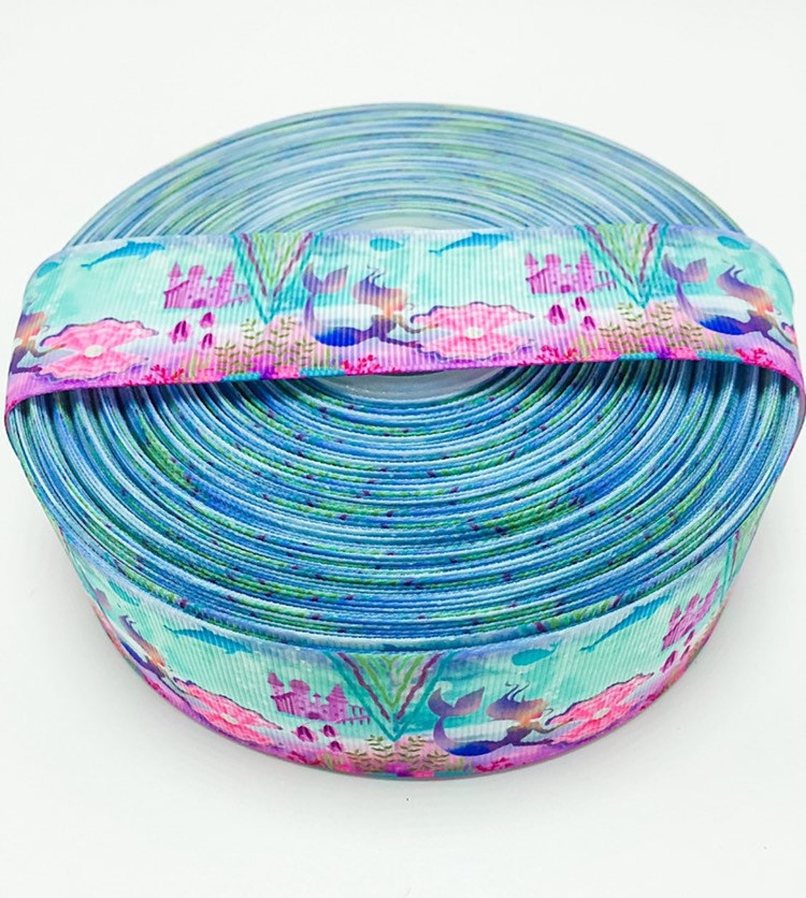 Mermaid ribbon Wide grosgrain ribbon Under the sea Wide | Etsy