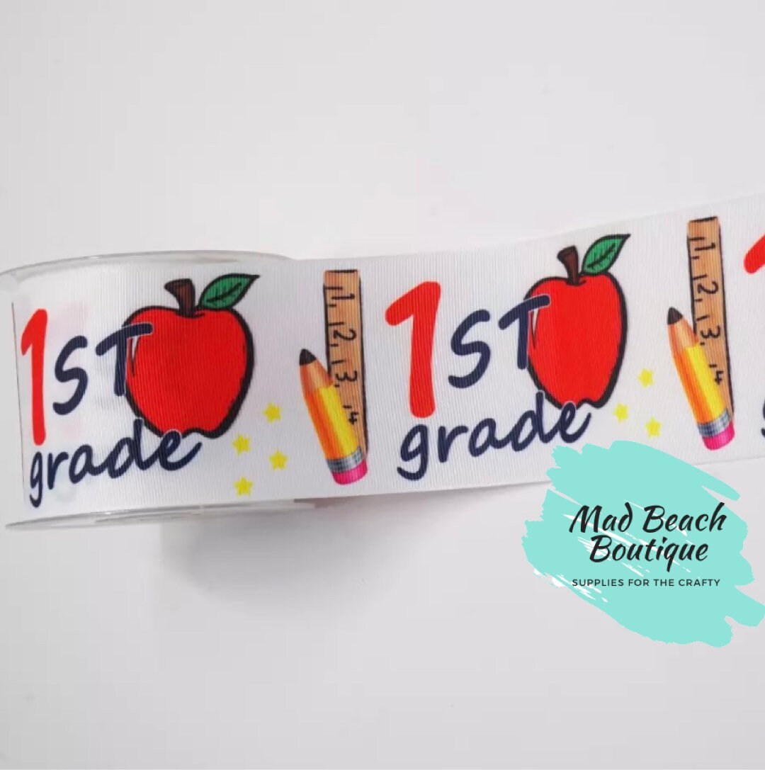 Back to School Ribbon, 1st Grade Ribbon, Wide Grosgrain Ribbon, School ...