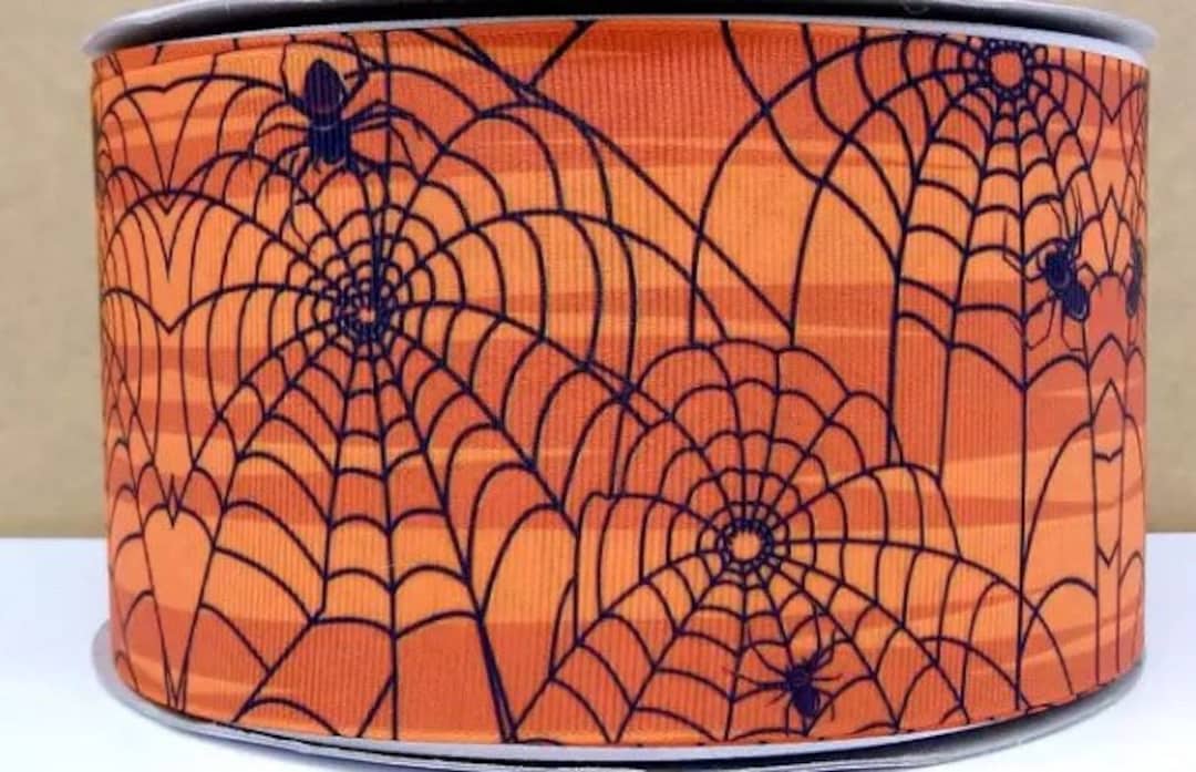 Spider Web Ribbon, Halloween Ribbon, Wide Grosgrain Ribbon, Halloween ...