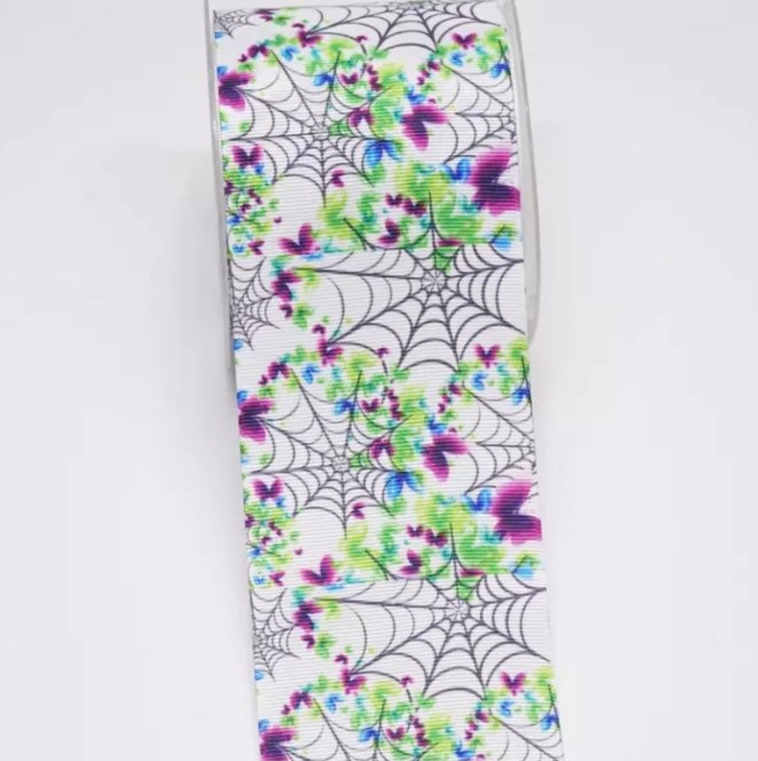 Spider Web Ribbon, Halloween Ribbon, Wide Grosgrain Ribbon, Halloween ...