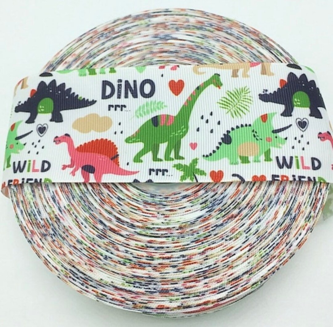 Dinosaur Ribbon, 1.5 Inch Grosgrain Ribbon, Hair Bow Making, Wide ...