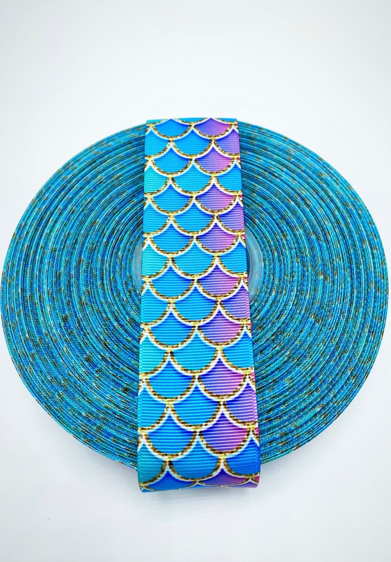 Mermaid Ribbon Wide Grosgrain Ribbon Mermaid Scales Ribbon | Etsy