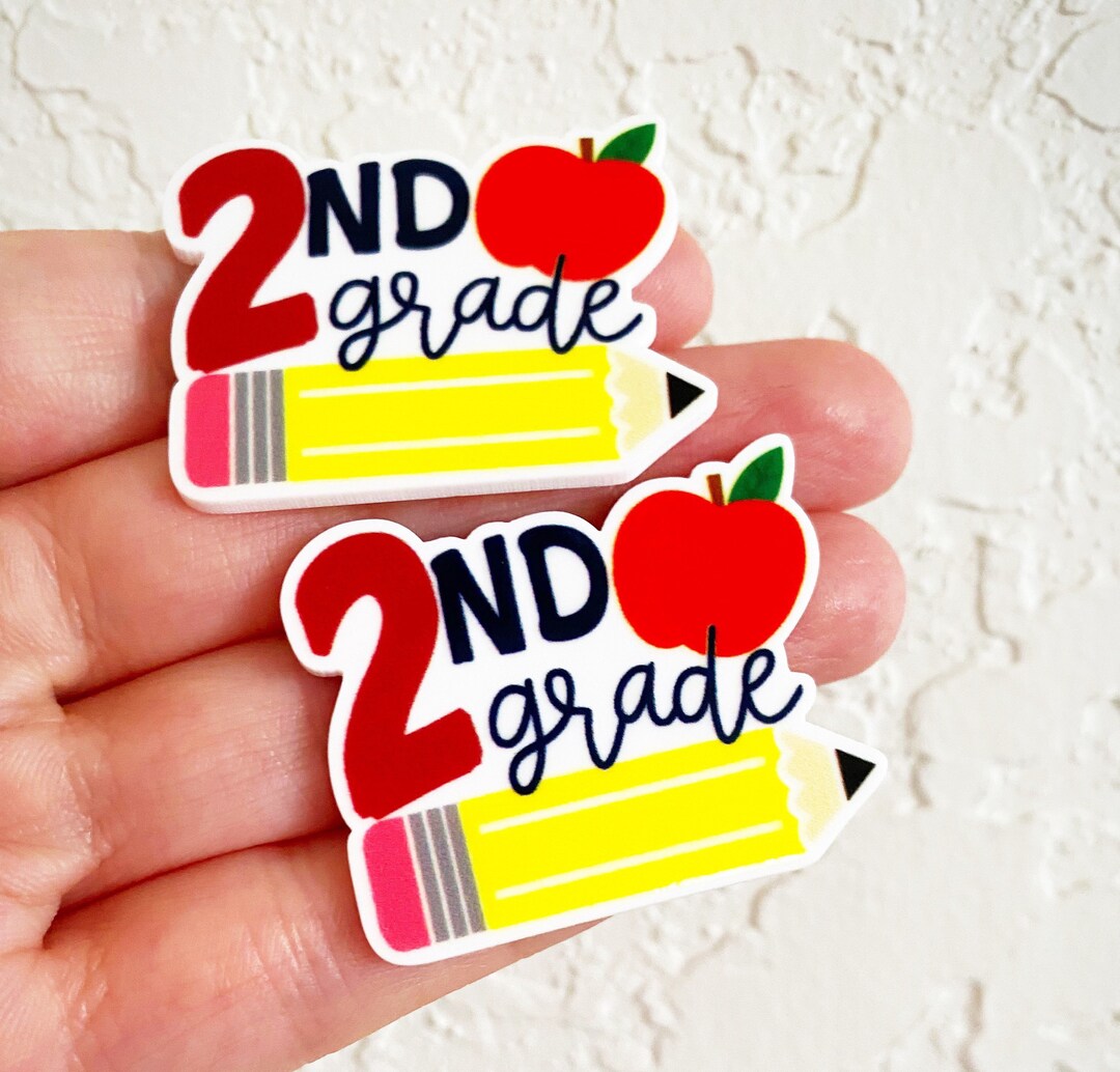 2nd Grade Resin, Flatbacks, Back to School Resin, School Flat Backs ...