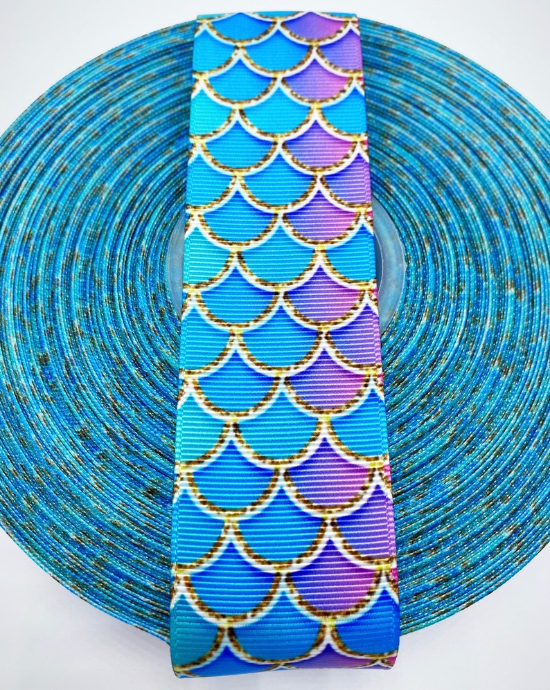 Mermaid Ribbon Wide Grosgrain Ribbon Mermaid Scales Ribbon - Etsy