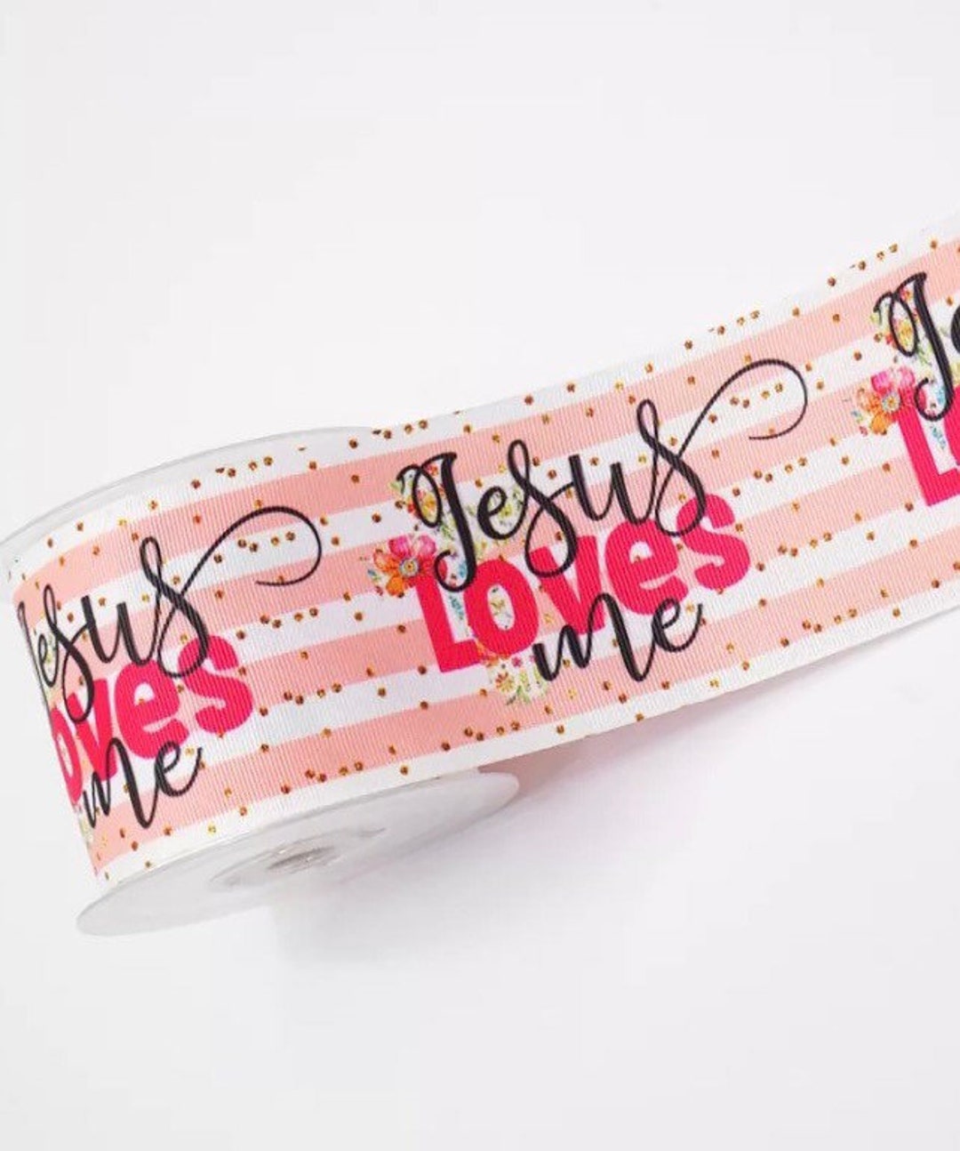 Jesus Loves Me Ribbon, Grosgrain Ribbon, Religious Ribbon, Jesus Ribbon ...