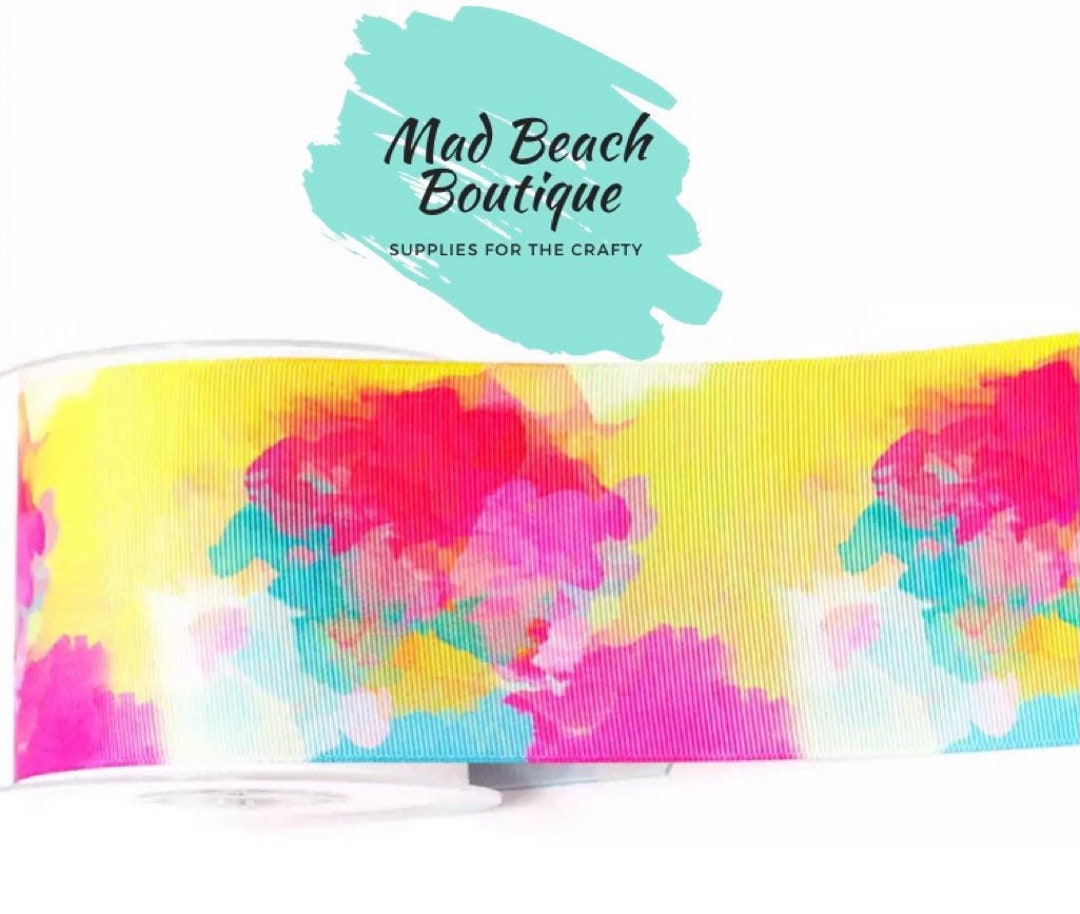 Tie dye ribbon, Grosgrain ribbon, Printed tie dye ribbon, Party decor ...