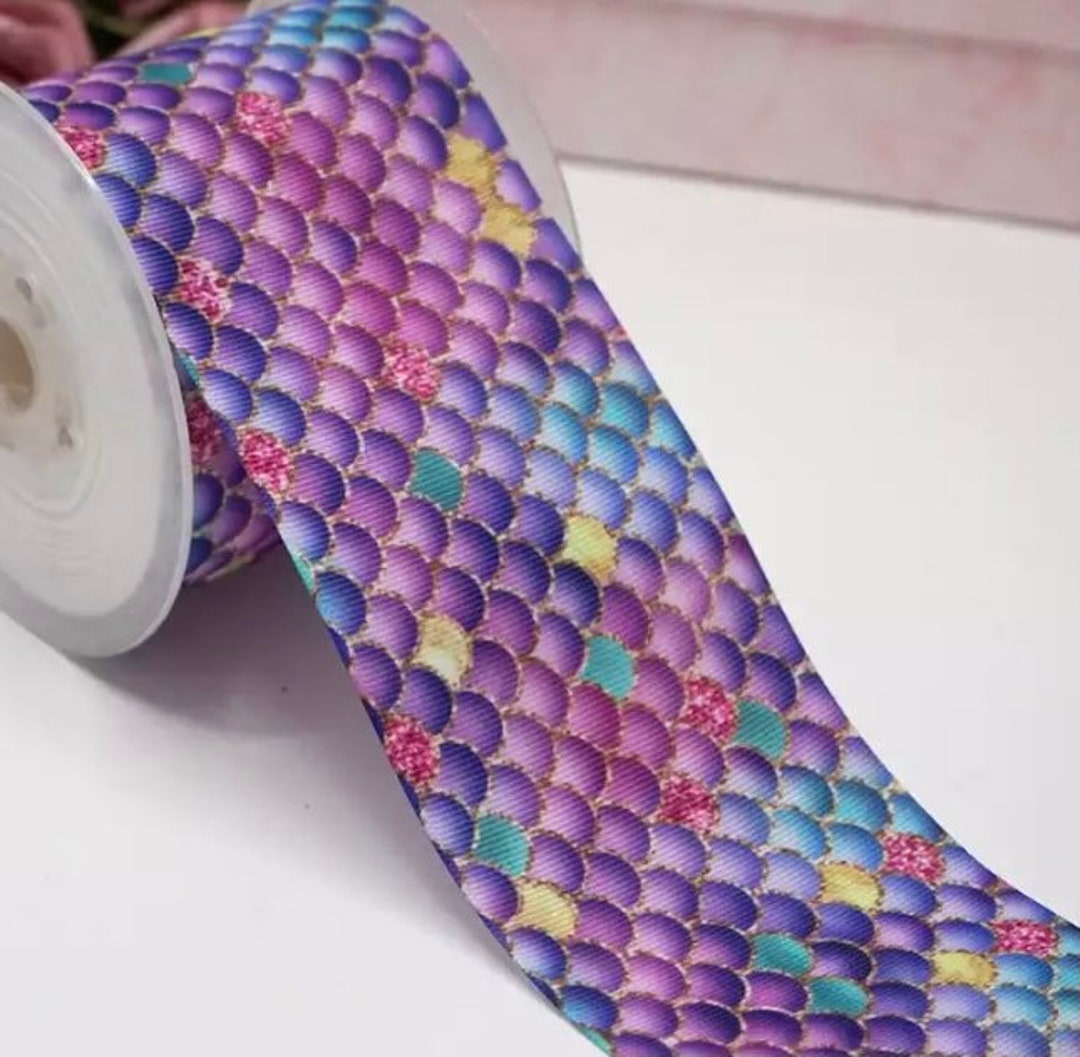 Mermaid Ribbon, Wide Grosgrain Ribbon, Mermaid Scales Ribbon, Wide ...