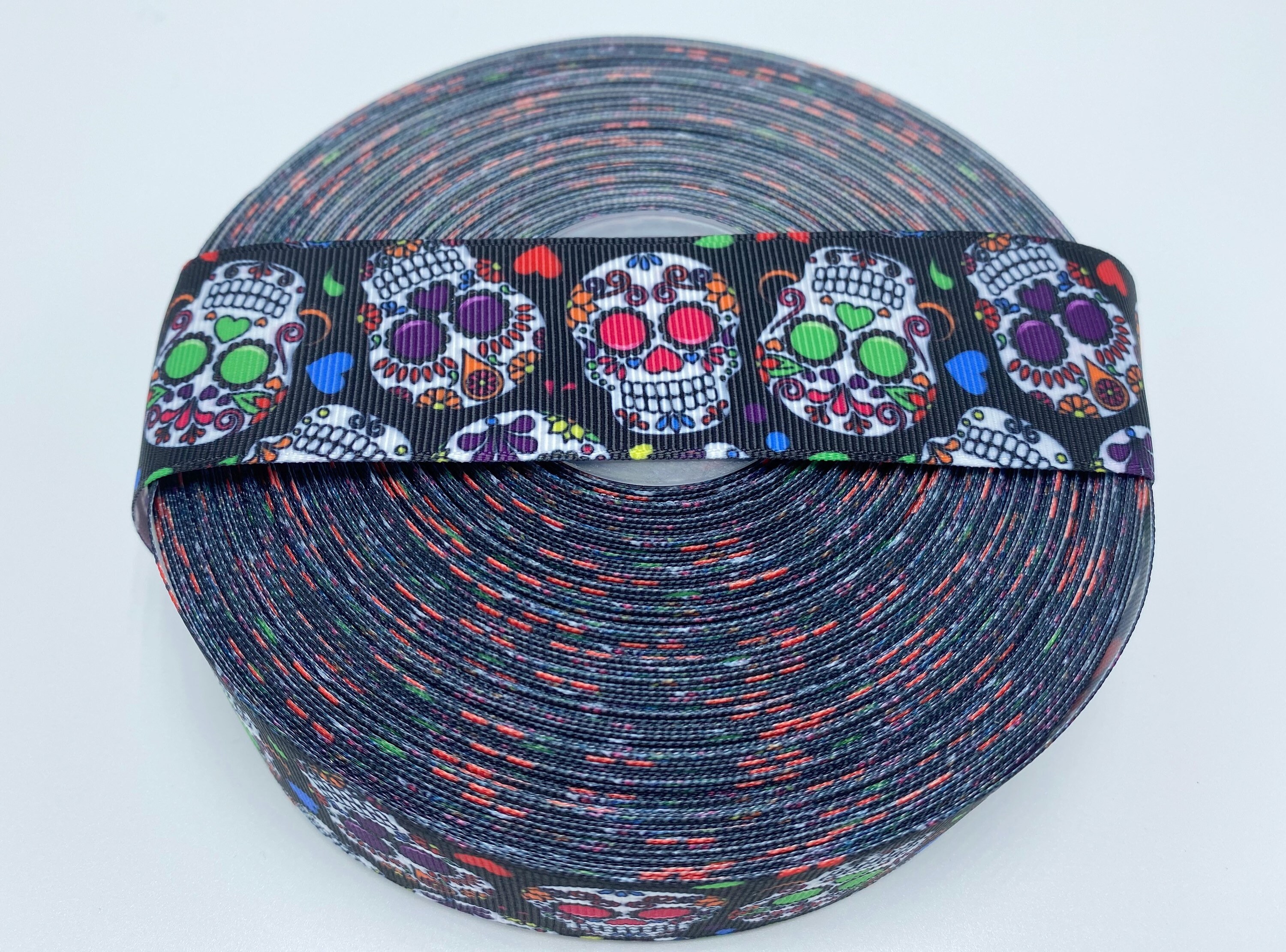 Sugar skull ribbon Halloween ribbon Day of the dead Skull | Etsy