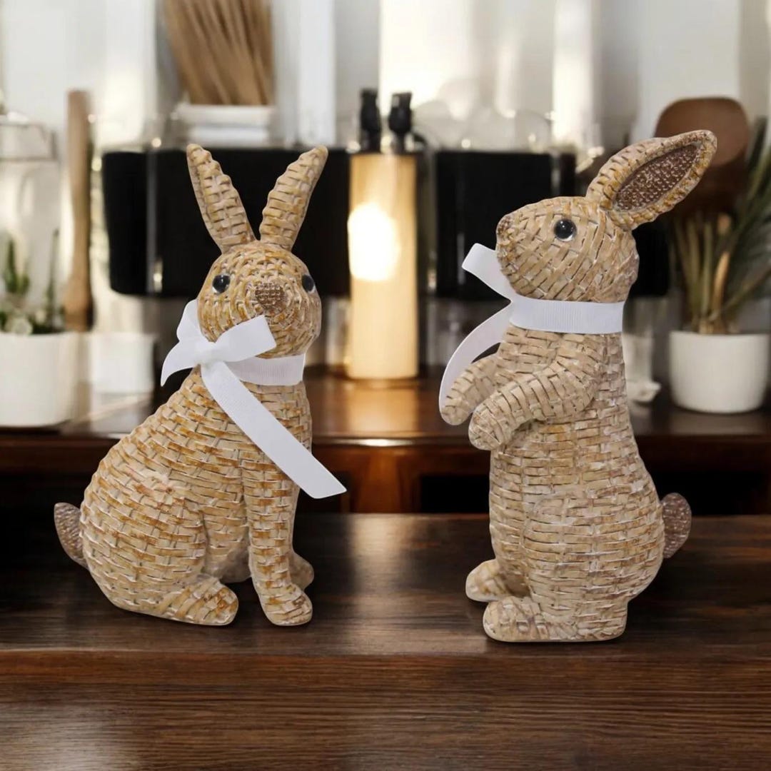 Easter Wicker Bunny,handmade Woven Rabbit, Outdoor Rattan Bunny Gift ...